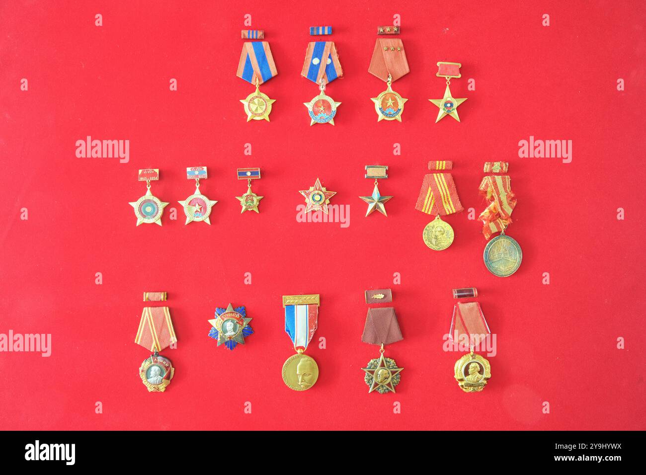 View of various military, communist medals from the armed forces. At ...