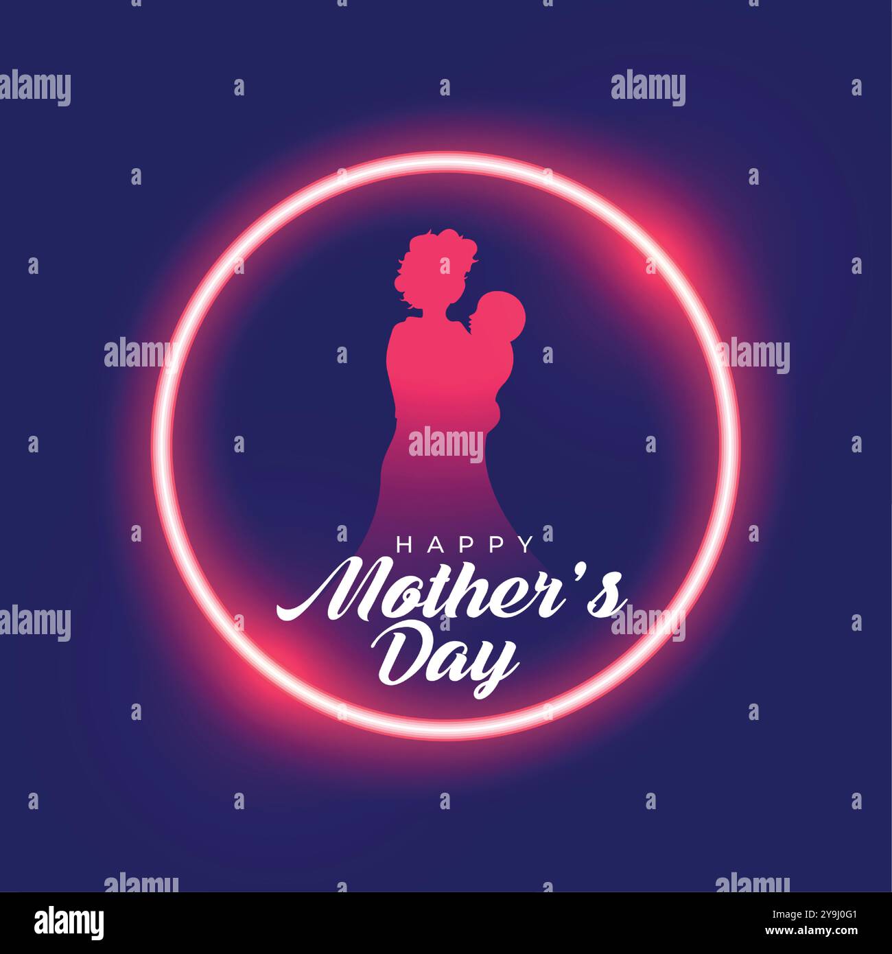 eye catching mothers day holiday background with glowing neon frame ...