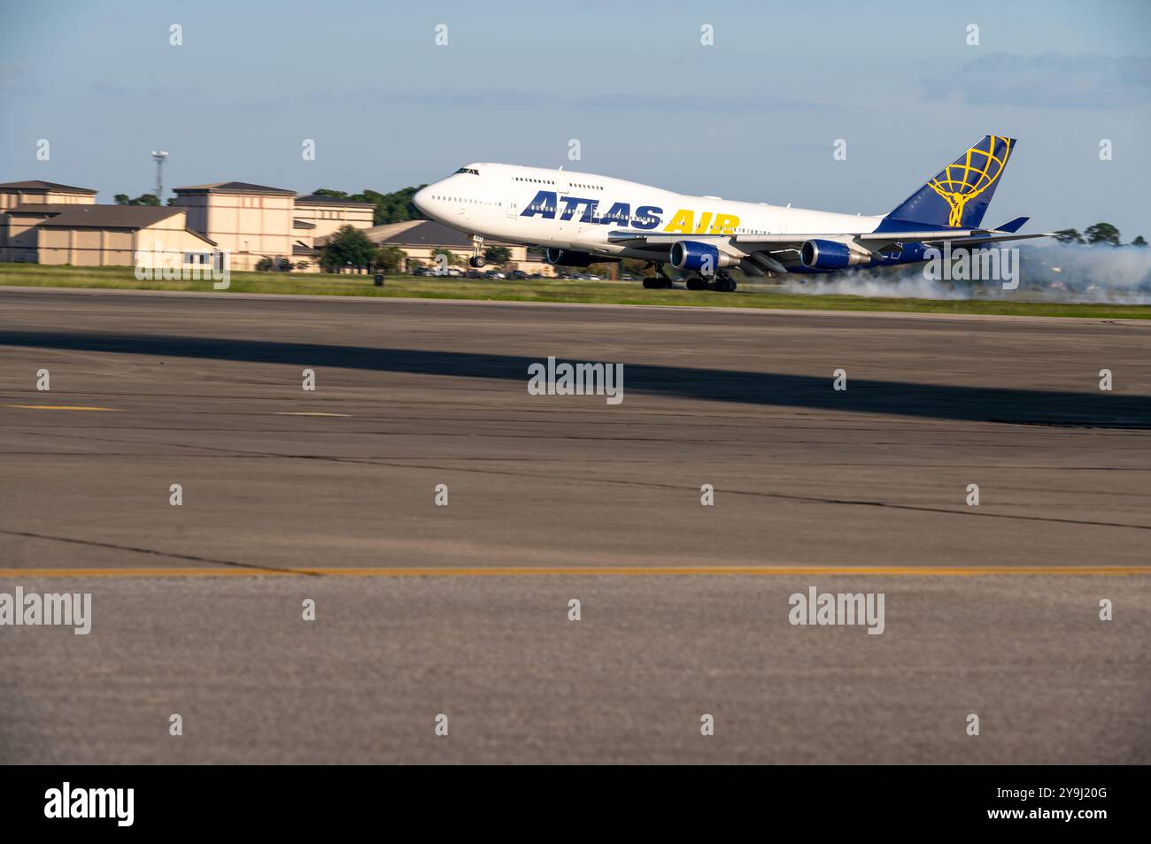 A Boeing 747-400 HD aircraft lands at Hurlburt Field, Florida, Oct. 7 ...