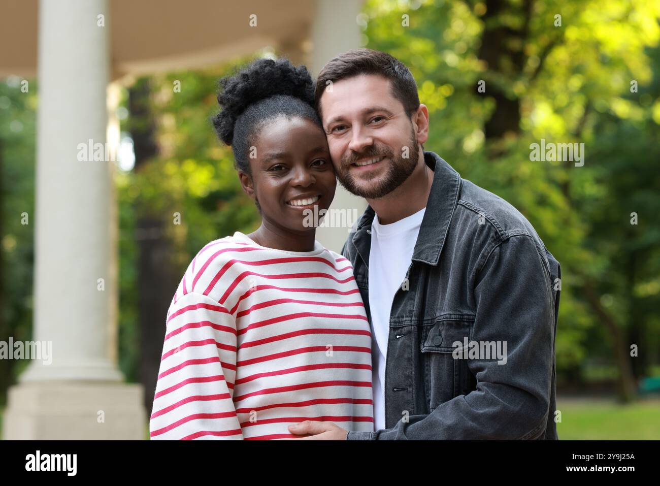 International relationships. Portrait of lovely couple outdoors Stock ...