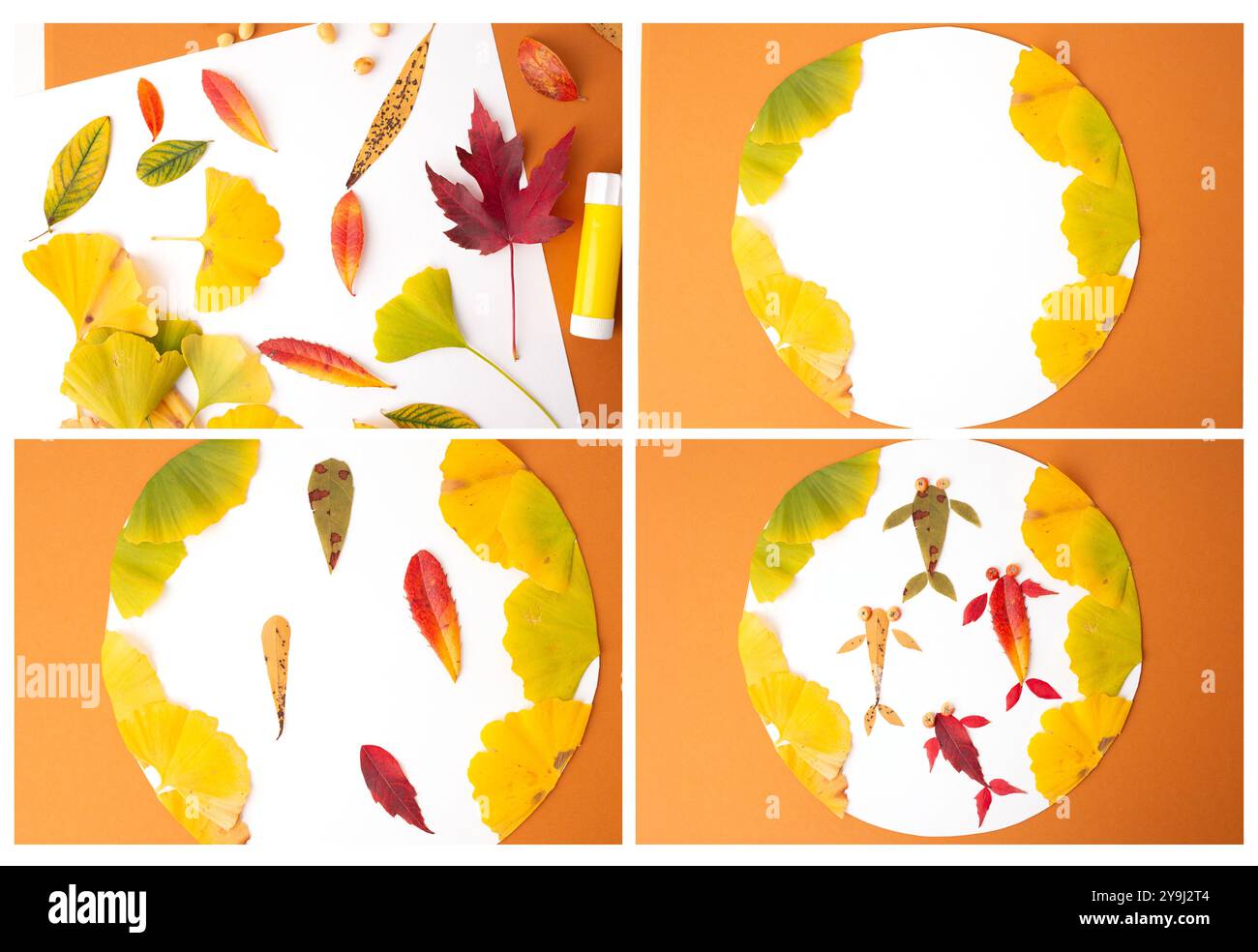 step by step instruction, tutorial, how make autumnal leaf art DIY ...