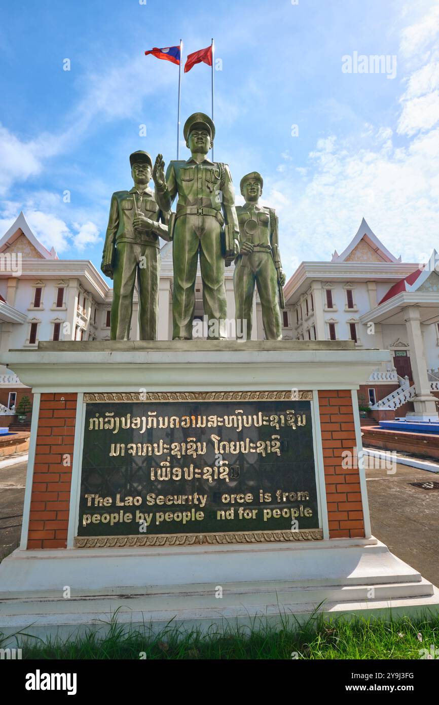 Exterior facade, entrance of the building, including a statue of heroes ...