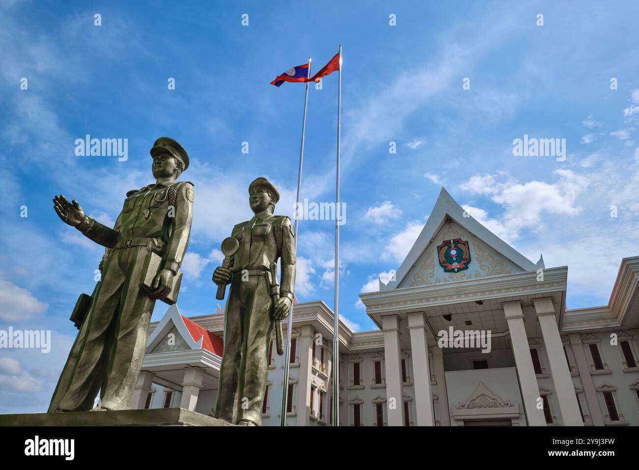 Exterior facade, entrance of the building, including a statue of heroes ...