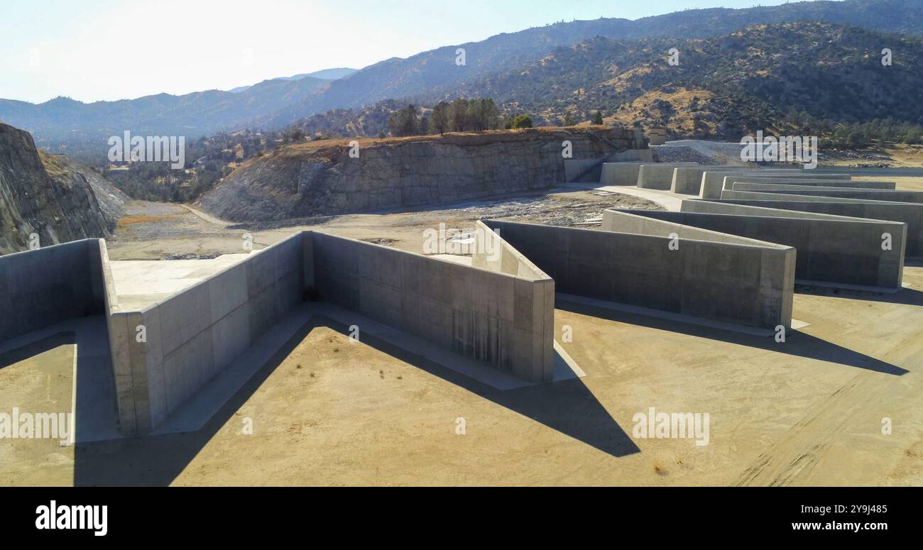 An aerial image of the Isabella Dam Safety Modification Project's new ...