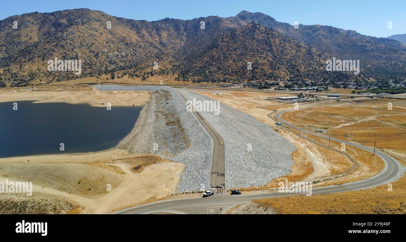 An aerial image of the Isabella Dam Safety Modification Project's ...