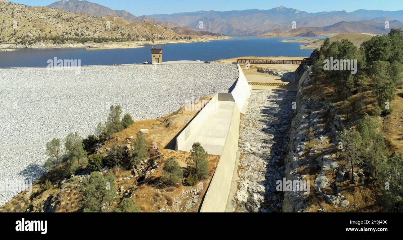 An aerial image of the Isabella Dam Safety Modification Project's ...
