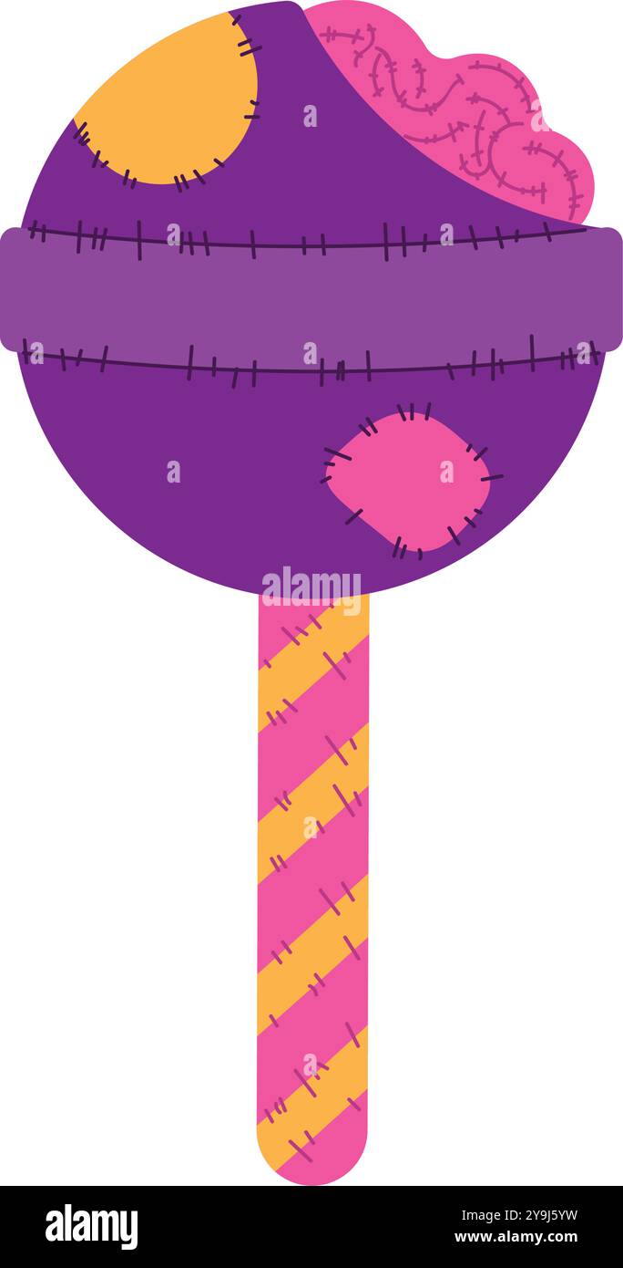 Halloween lollipop with stitched brain design and spooky candy art ...