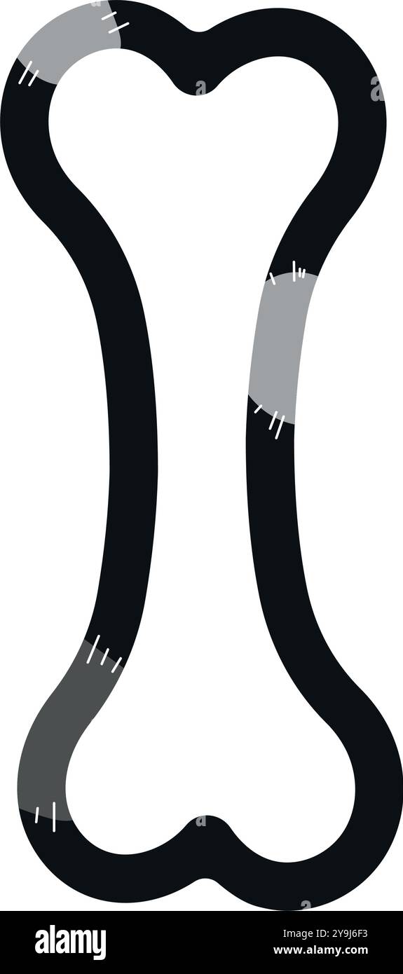 Halloween bone outline with stitched patch design in black Vector Stock ...