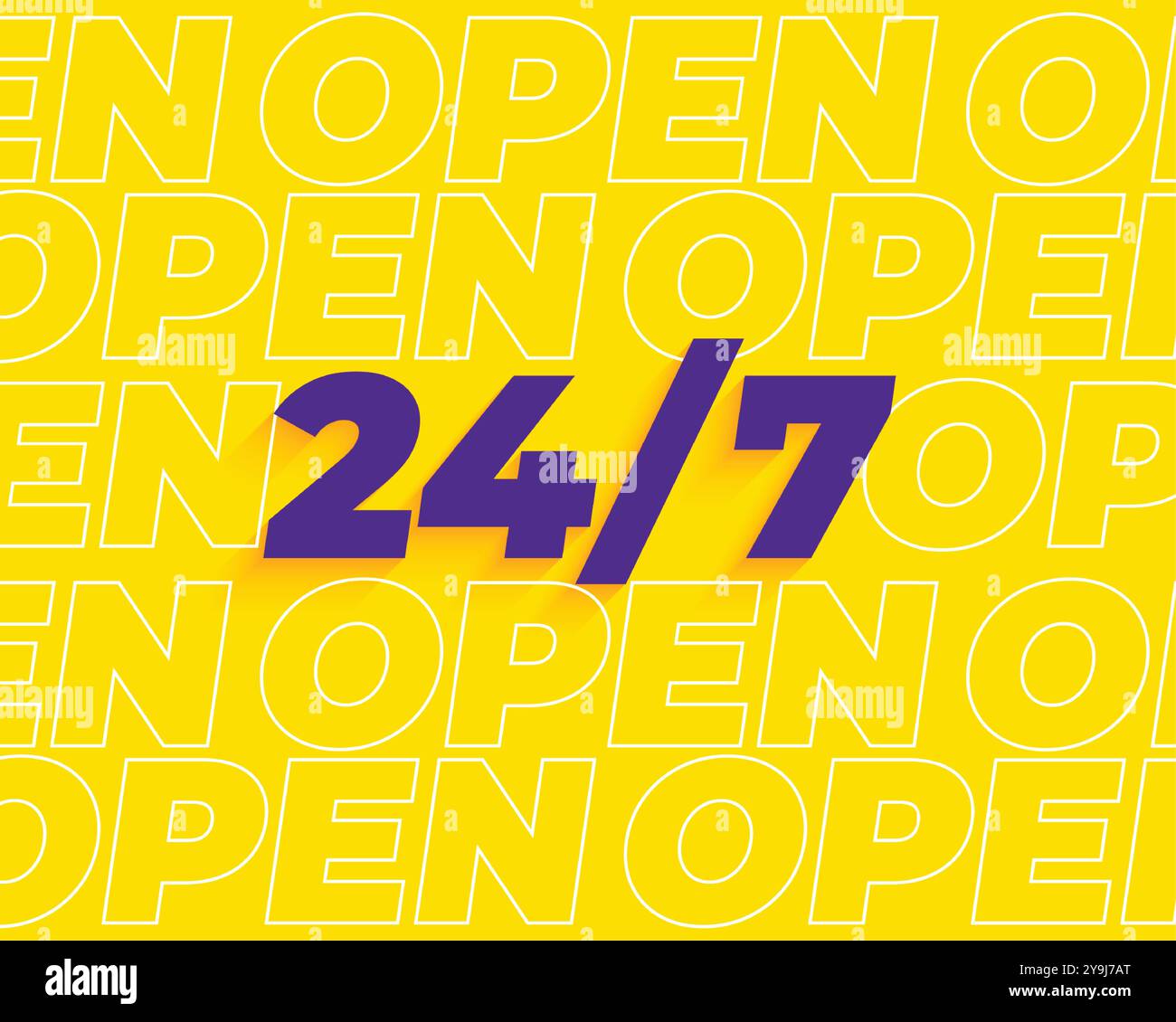 24 hours and 7 days open service flat background vector Stock Vector ...