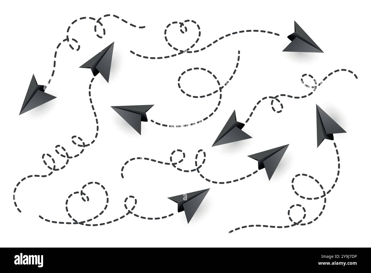 Vector Realistic Black Paper Planes Collection. Paper Plane Icon Set ...