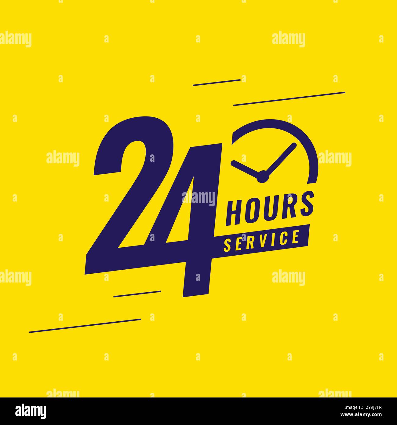 24 hours everyday service assistant background with clock sign vector ...