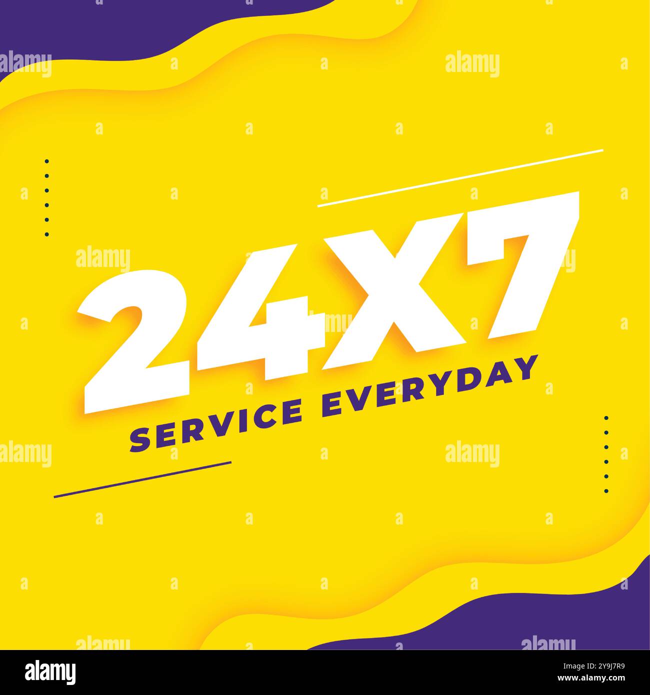 24 hours and 7 days service availability fluid style poster vector ...