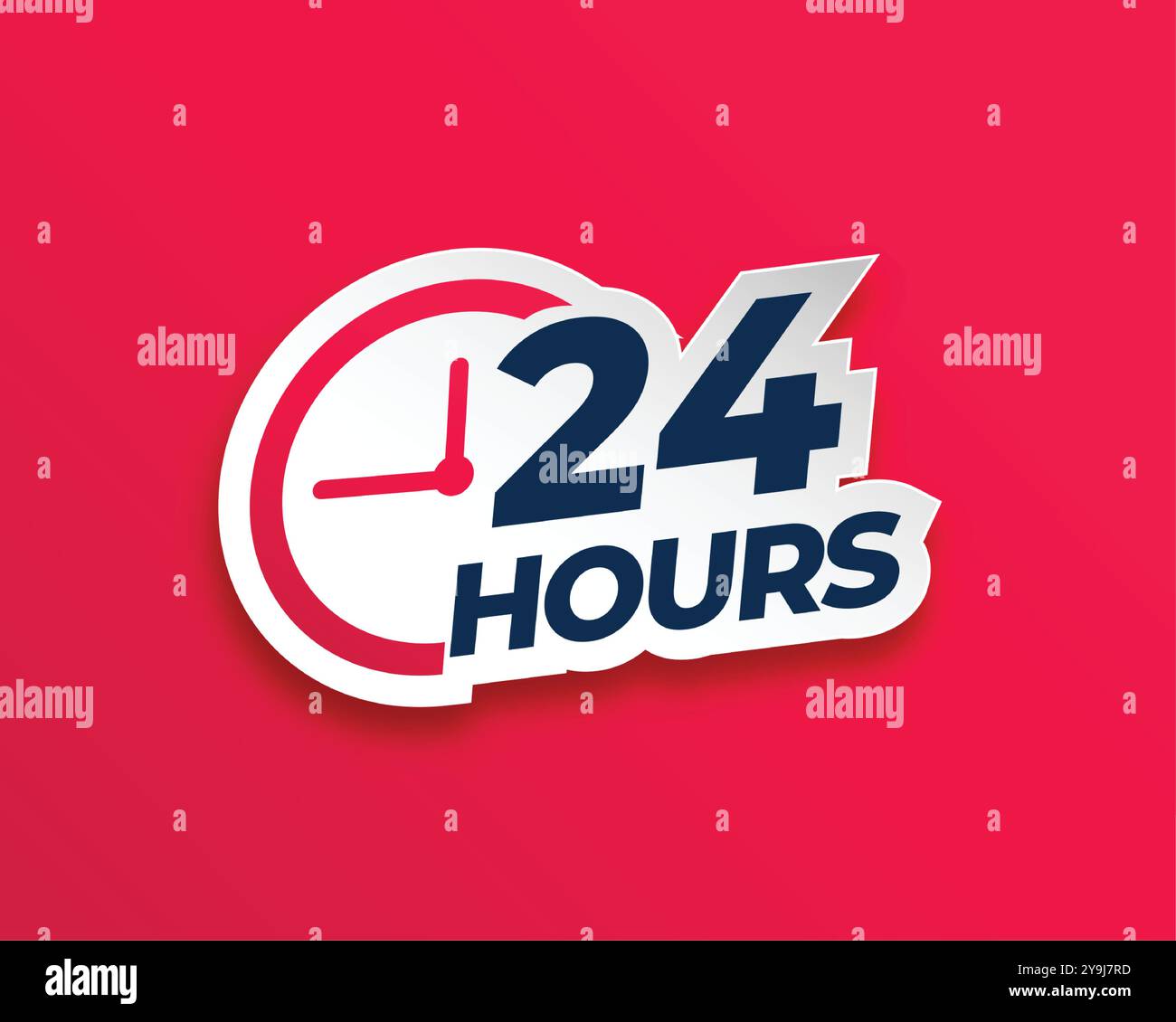 24 hours everyday service concept sticker with clock sign vector Stock ...