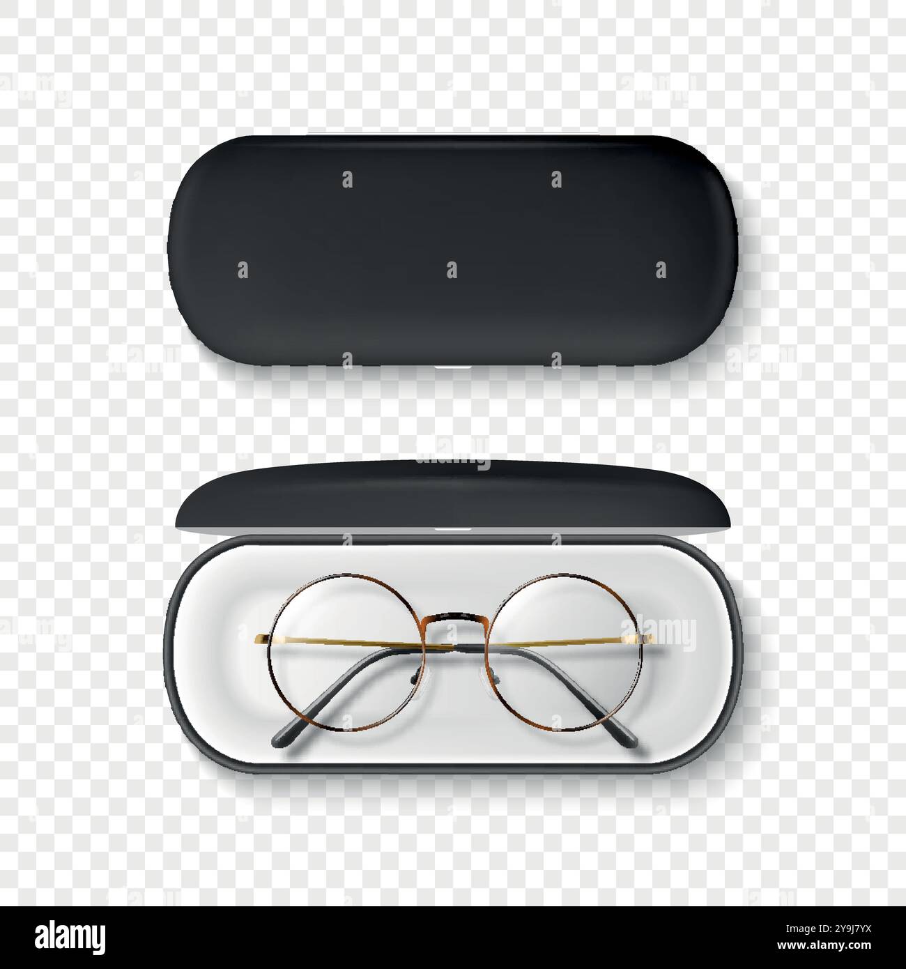 Vector 3D Realistic Round Frame Glasses and Case Set. Tortoise Shell ...