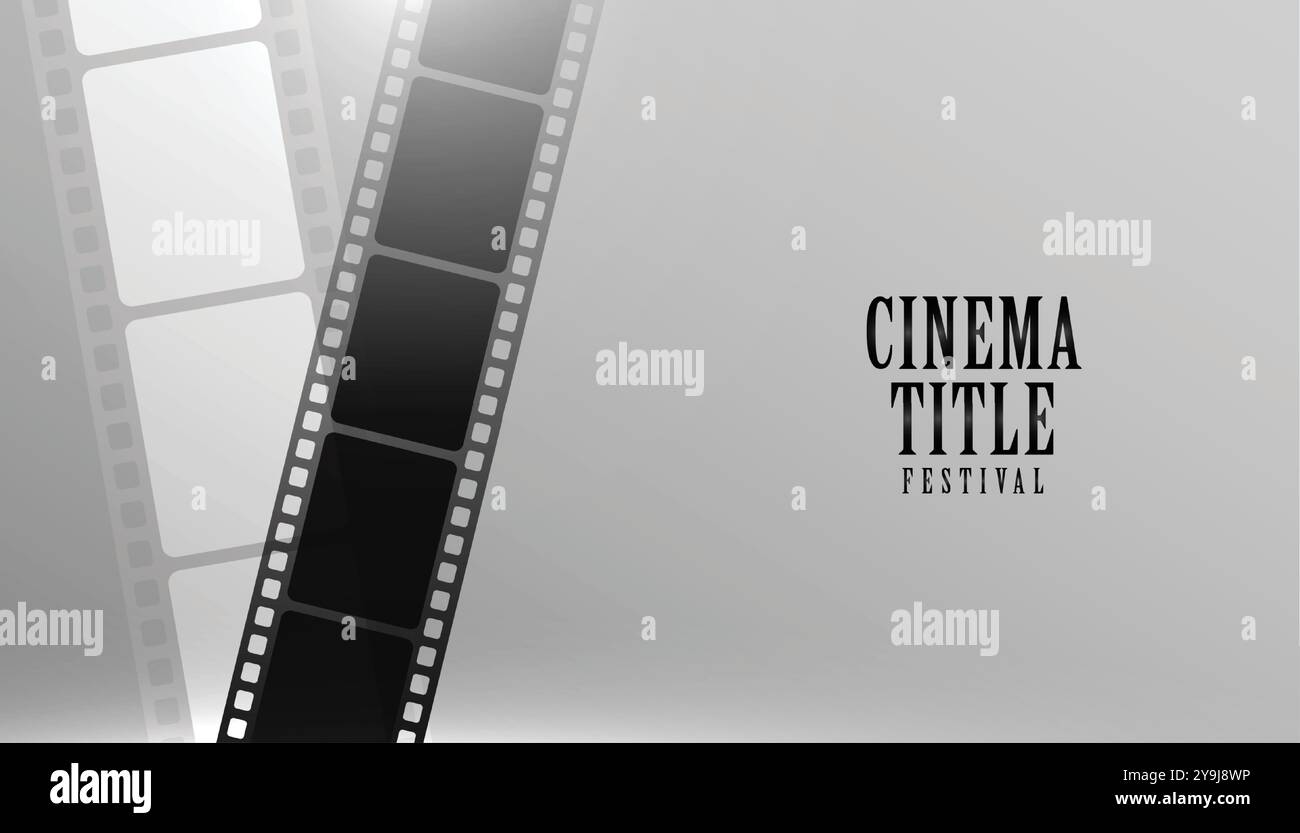 cinema title background with realistic film strip design vector Stock ...