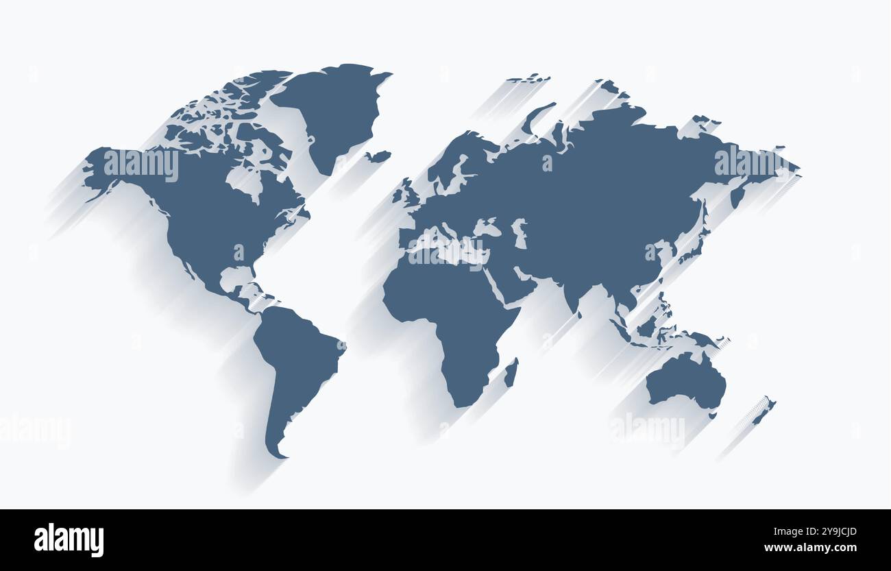 minimal world map isolated on white background with shadow Stock Vector ...