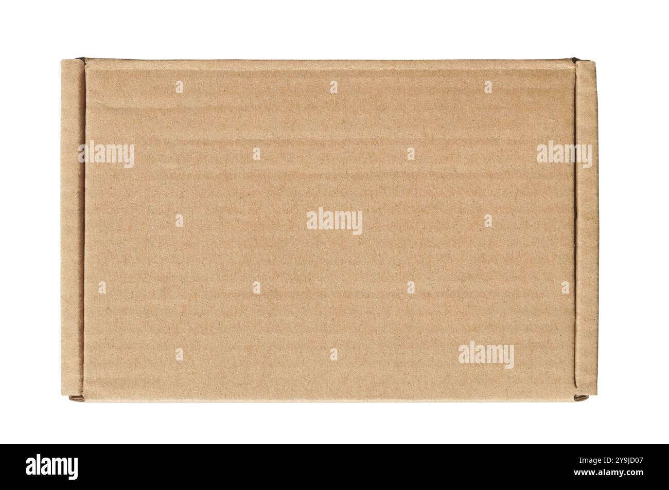 A plain brown rectangular cardboard box with flaps is ready for ...