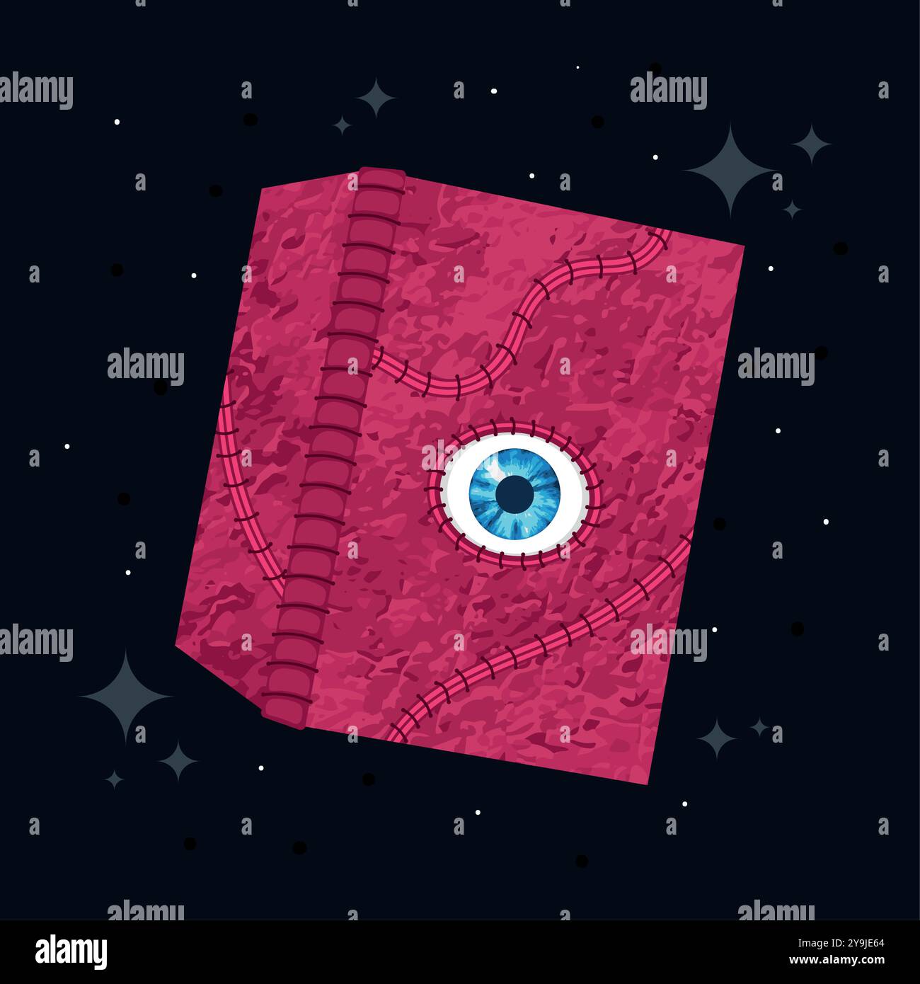 Mystical book with enchanted eye design on dark background, Vector ...