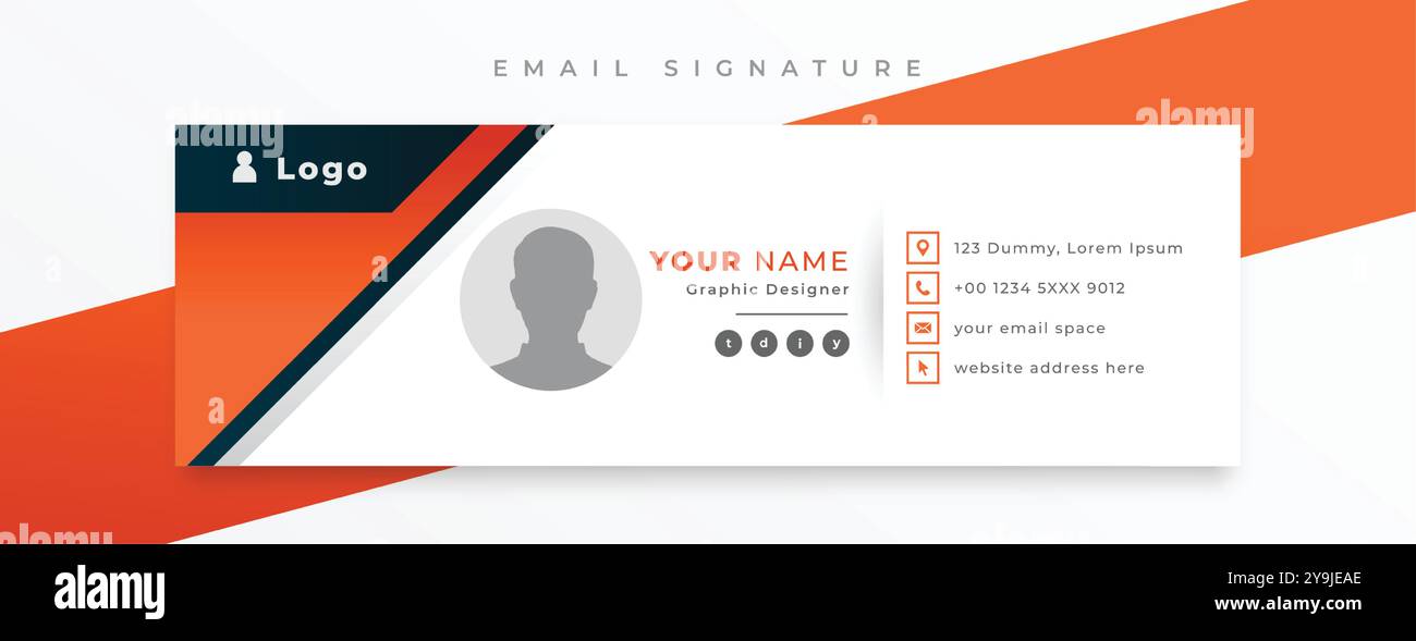 professional email signature card template with social media profile ...