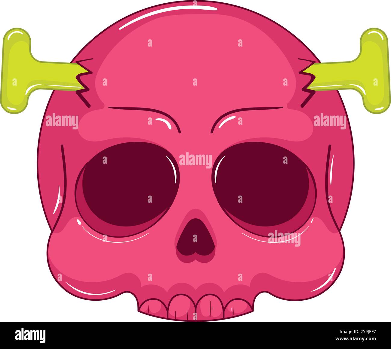 Pink Skull with nails in head illustration, Vector Stock Vector Image ...