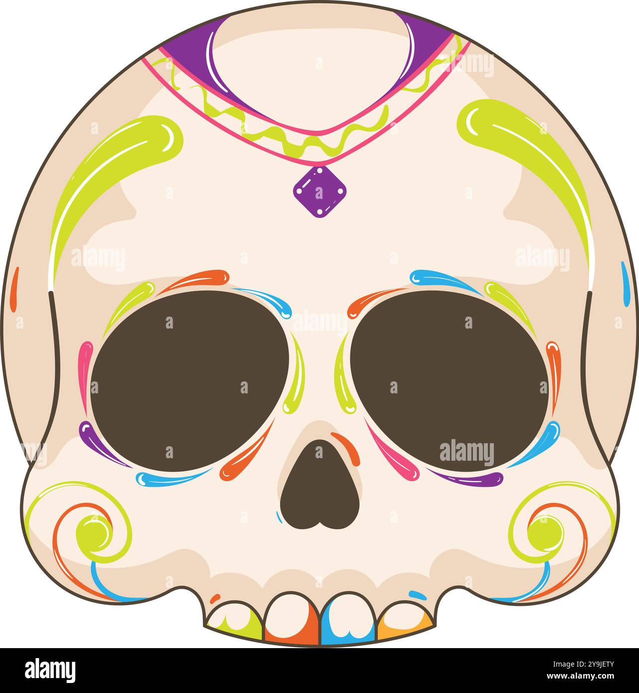 Ornate sugar skull with circular designs, Vector Stock Vector Image ...