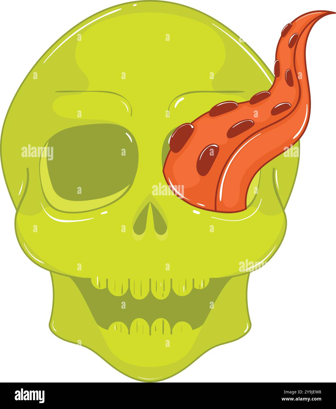 Skull with tentacle coming out of eye socket, Vector Stock Vector Image ...