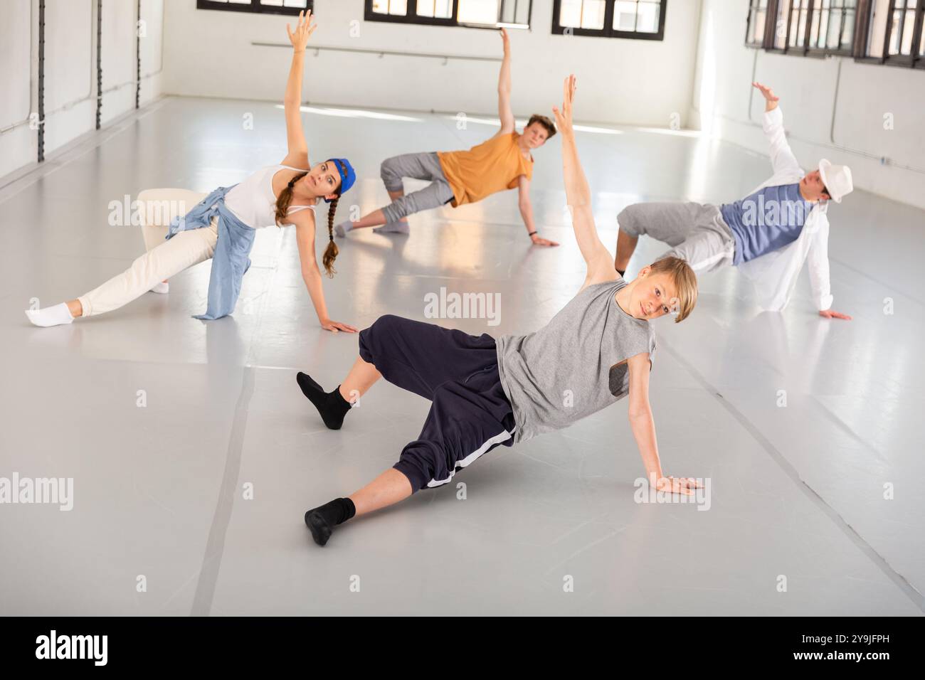 Teenage dancers having break dance training at studio Stock Photo - Alamy
