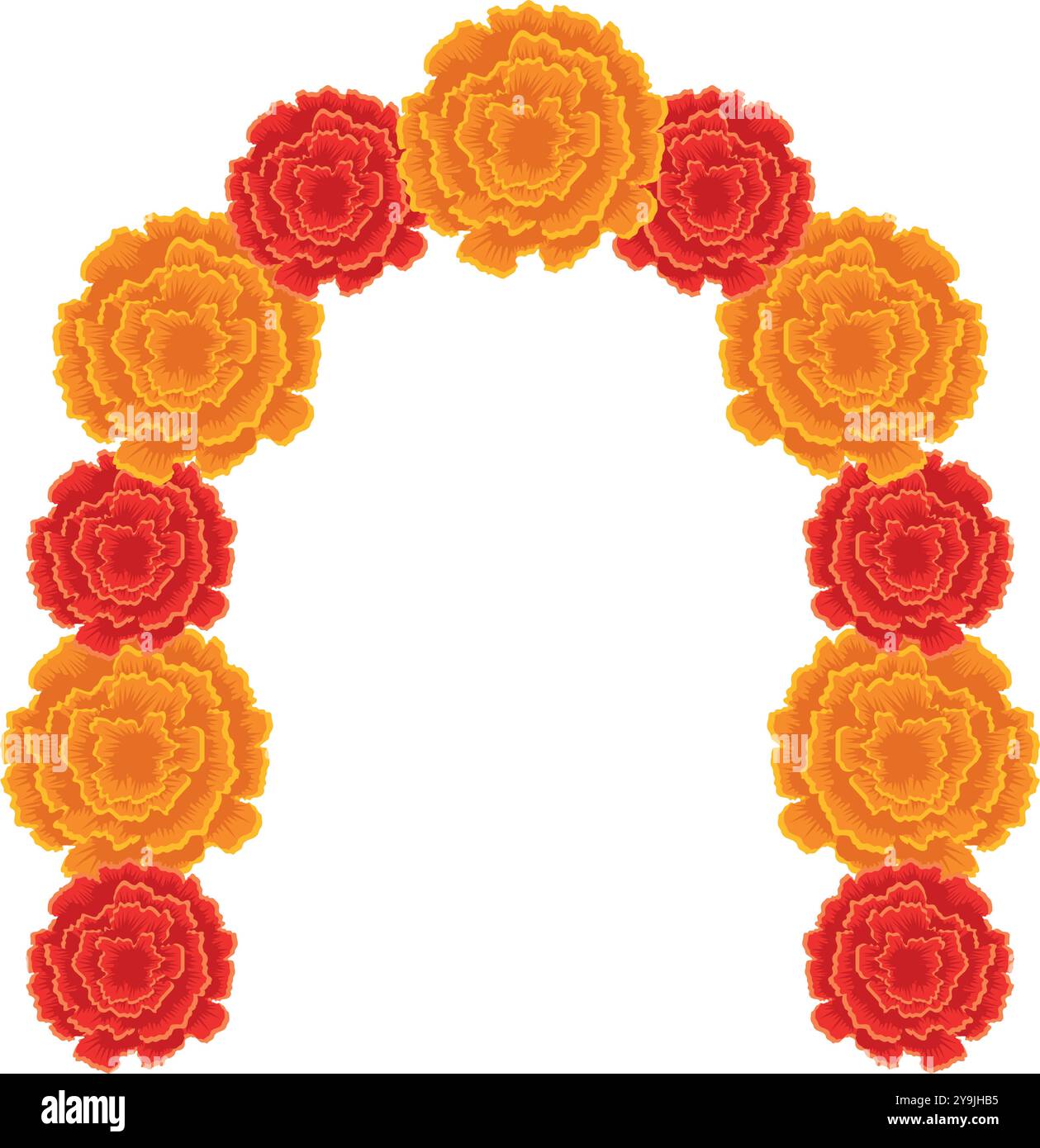 Arch made of orange and red marigold flowers, Vector Stock Vector Image ...