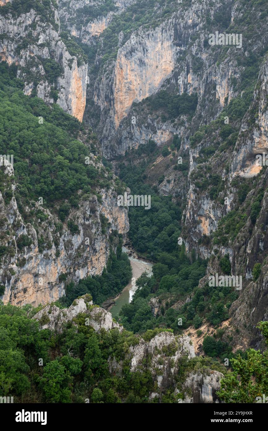 Verdon Gorge Deep Ravine Covered in Dense Vegetation and Rugged ...
