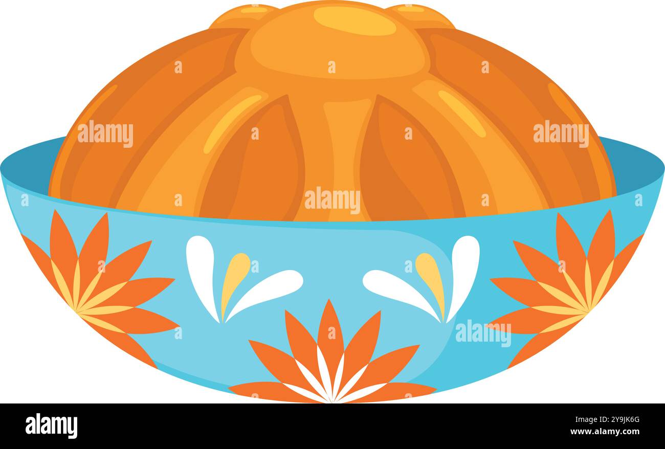 Traditional Mexican bread in blue decorated bowl, Vector Stock Vector ...