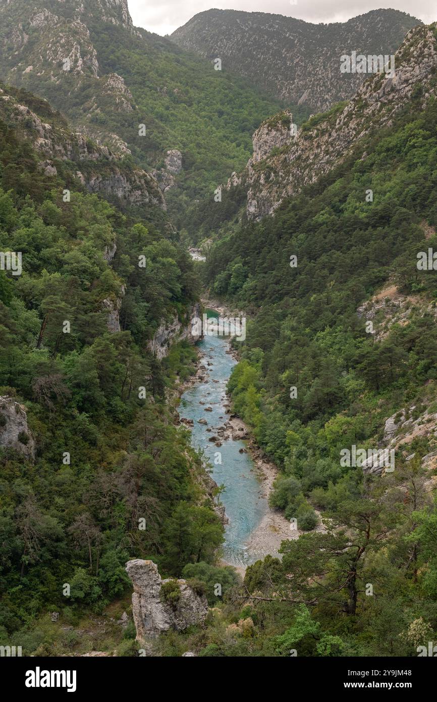 Verdon Gorge, France, a narrow ravine surrounded by steep limestone ...