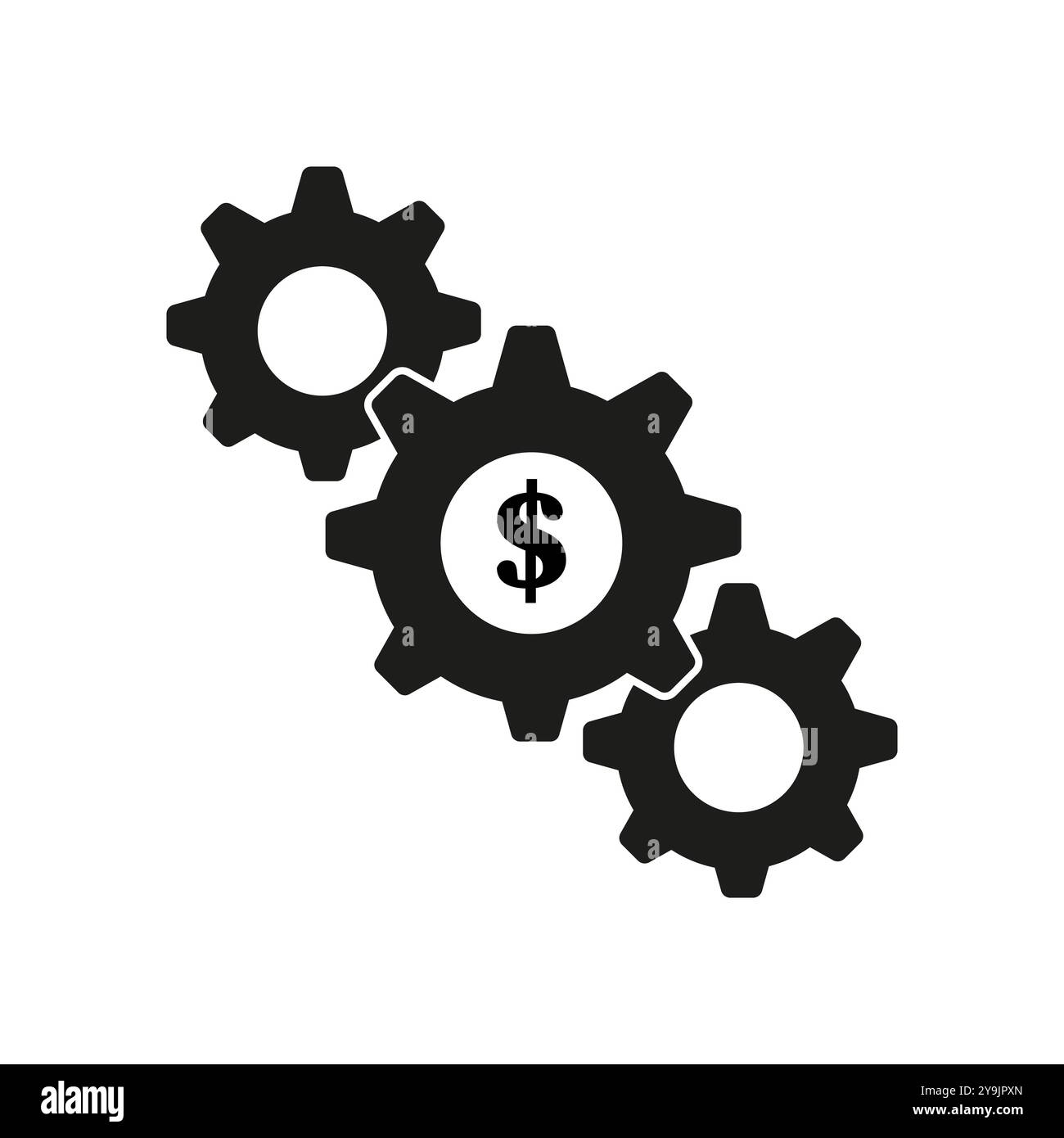 Gear dollar symbol. Money process icon. Financial mechanism vector ...