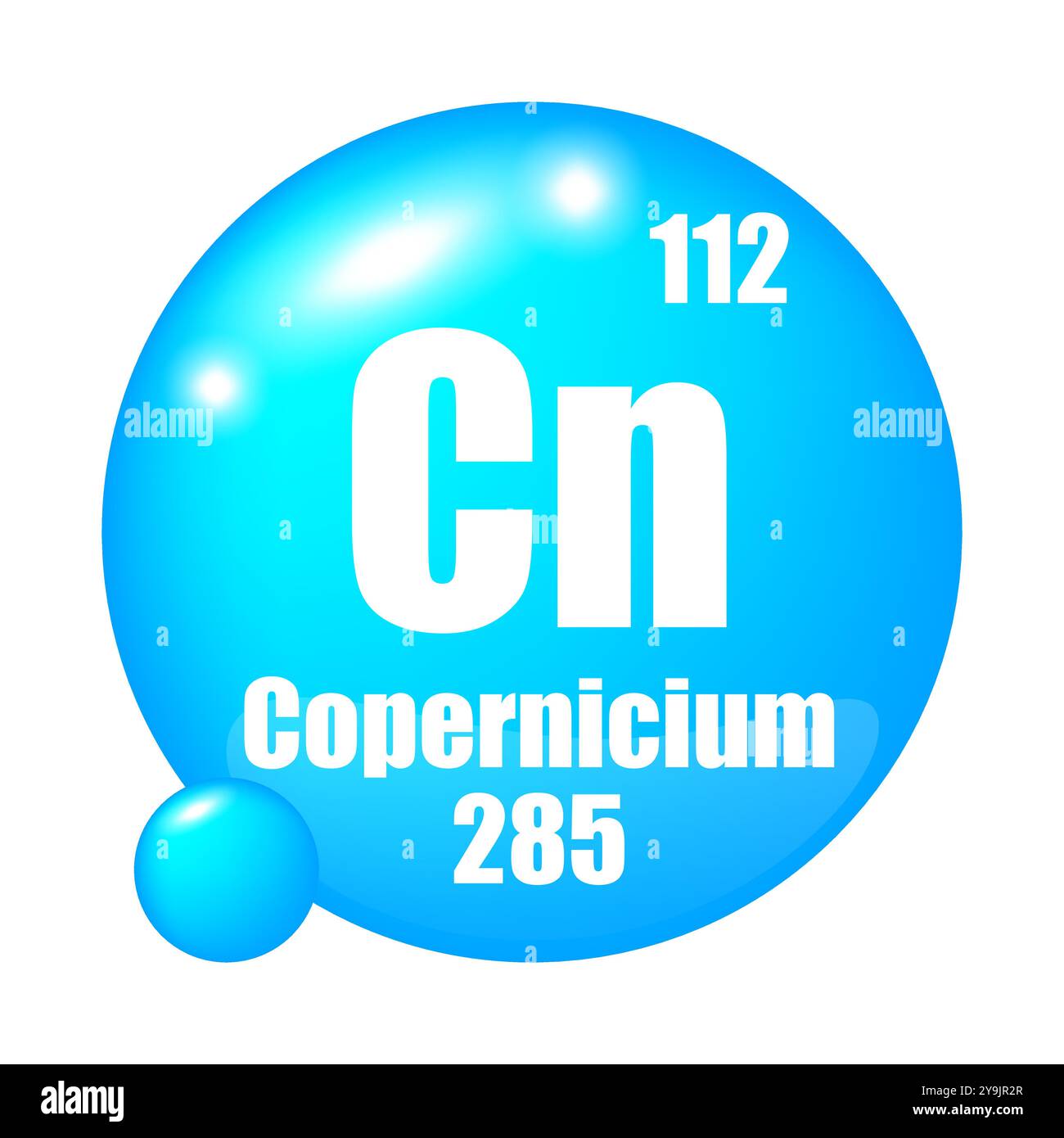 Copernicium icon. Cn chemical element. Atomic number 112. Mass 285 ...