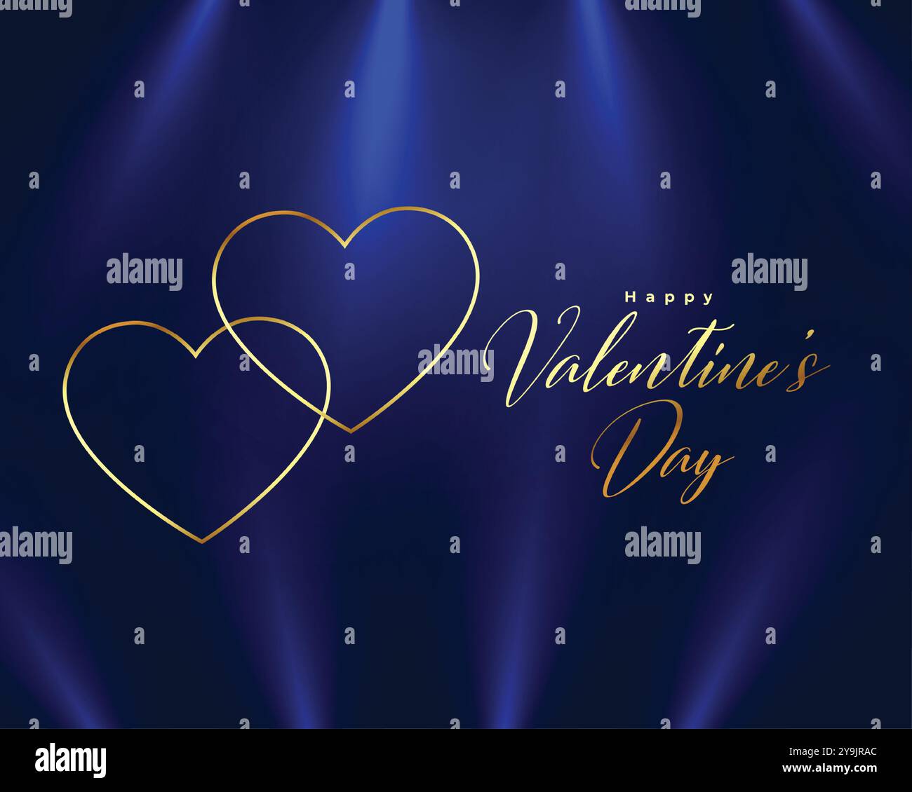 golden line hearts with spot light valentines day background vector ...