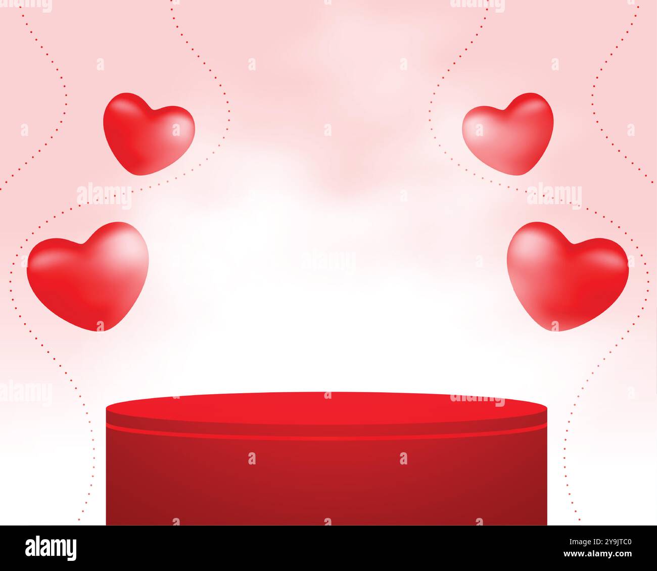 3d podium platform valentines realistic hearts background vector Stock ...