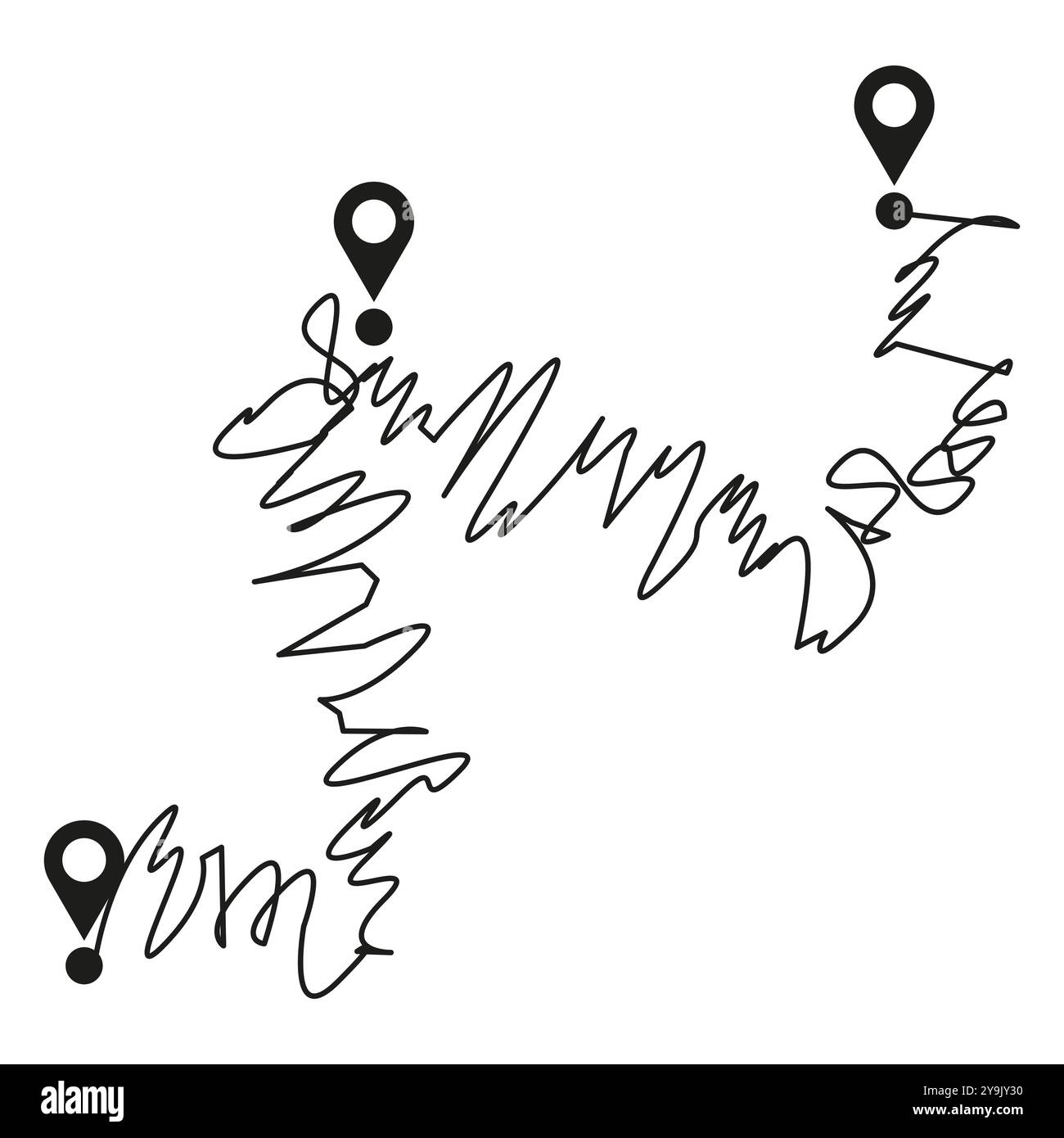 Route map icon. Abstract vector path. Navigation location symbol ...