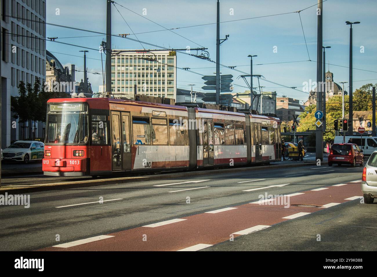 Nuremberg, Germany, October 10, 2024 A German electric tram from the ...