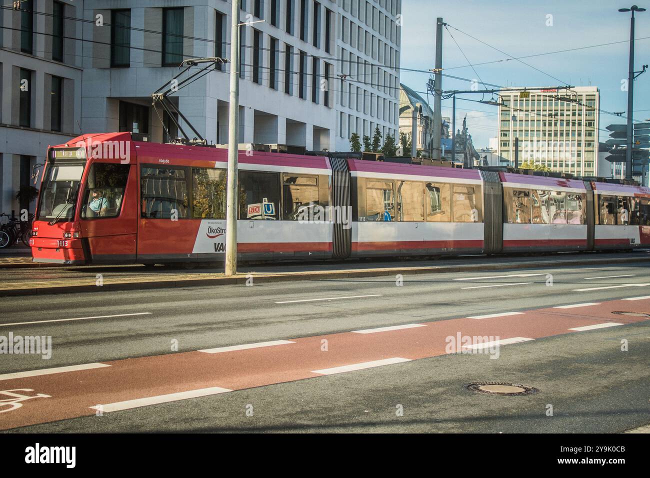 Nuremberg, Germany, October 10, 2024 A German electric tram from the ...