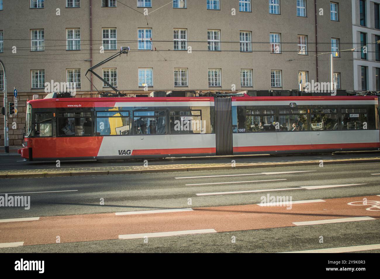 Nuremberg, Germany, October 10, 2024 A German electric tram from the ...