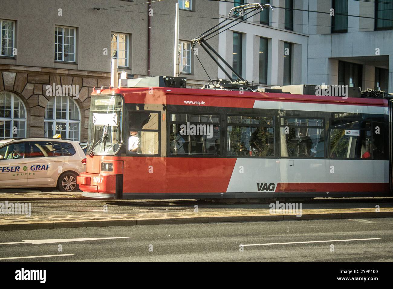 Nuremberg, Germany, October 10, 2024 A German electric tram from the ...