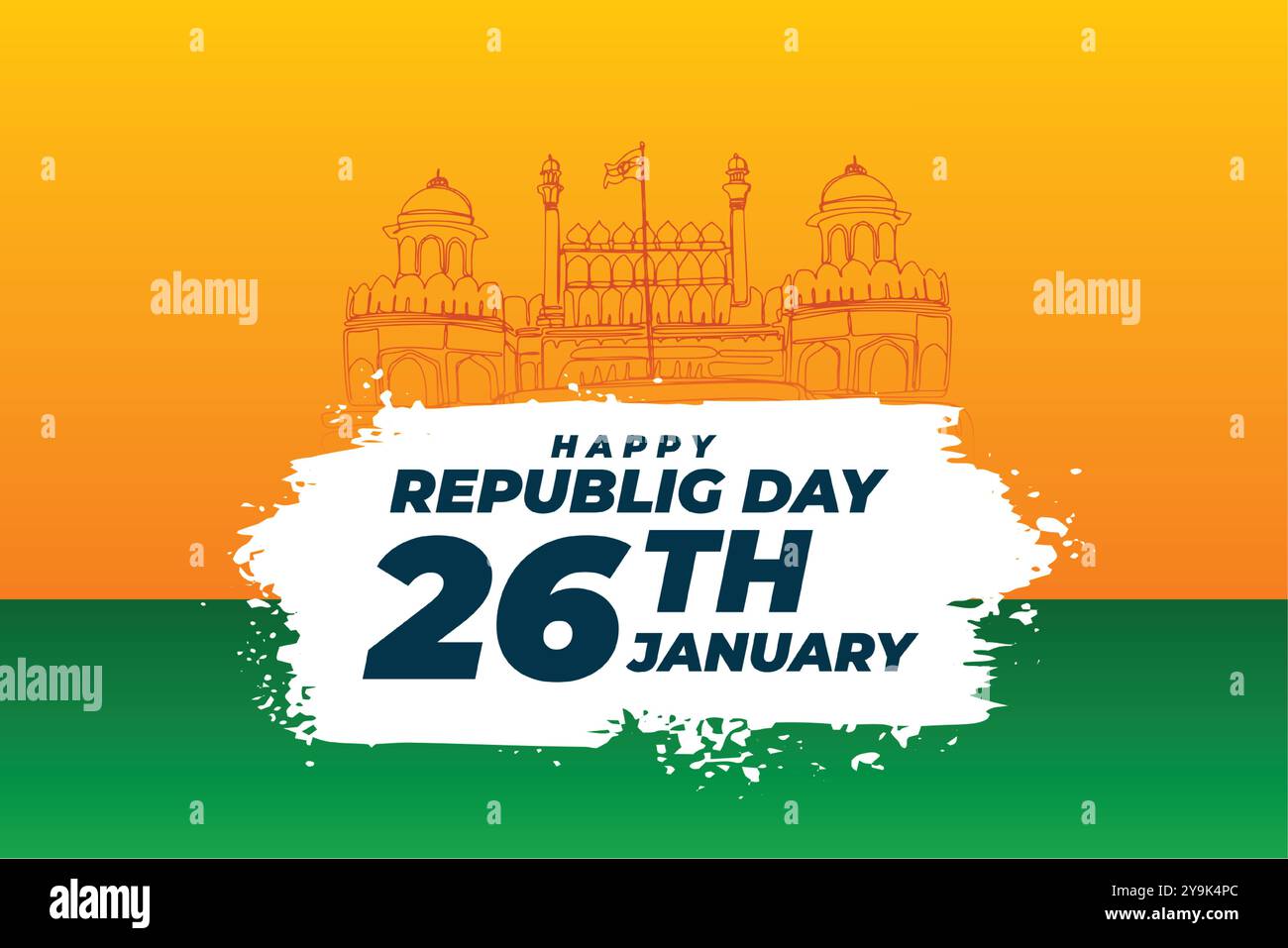 26th january happy republic day banner with red fort design vector ...