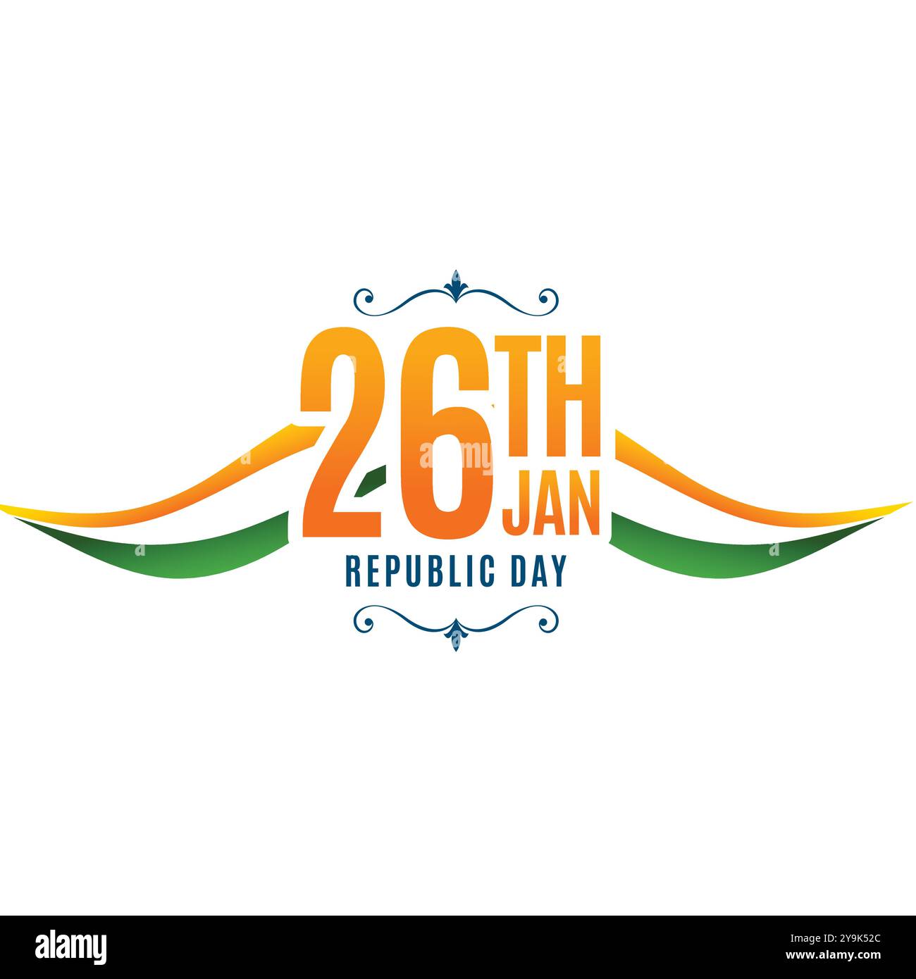 26th january happy republic day wishes card with indian flag vector ...