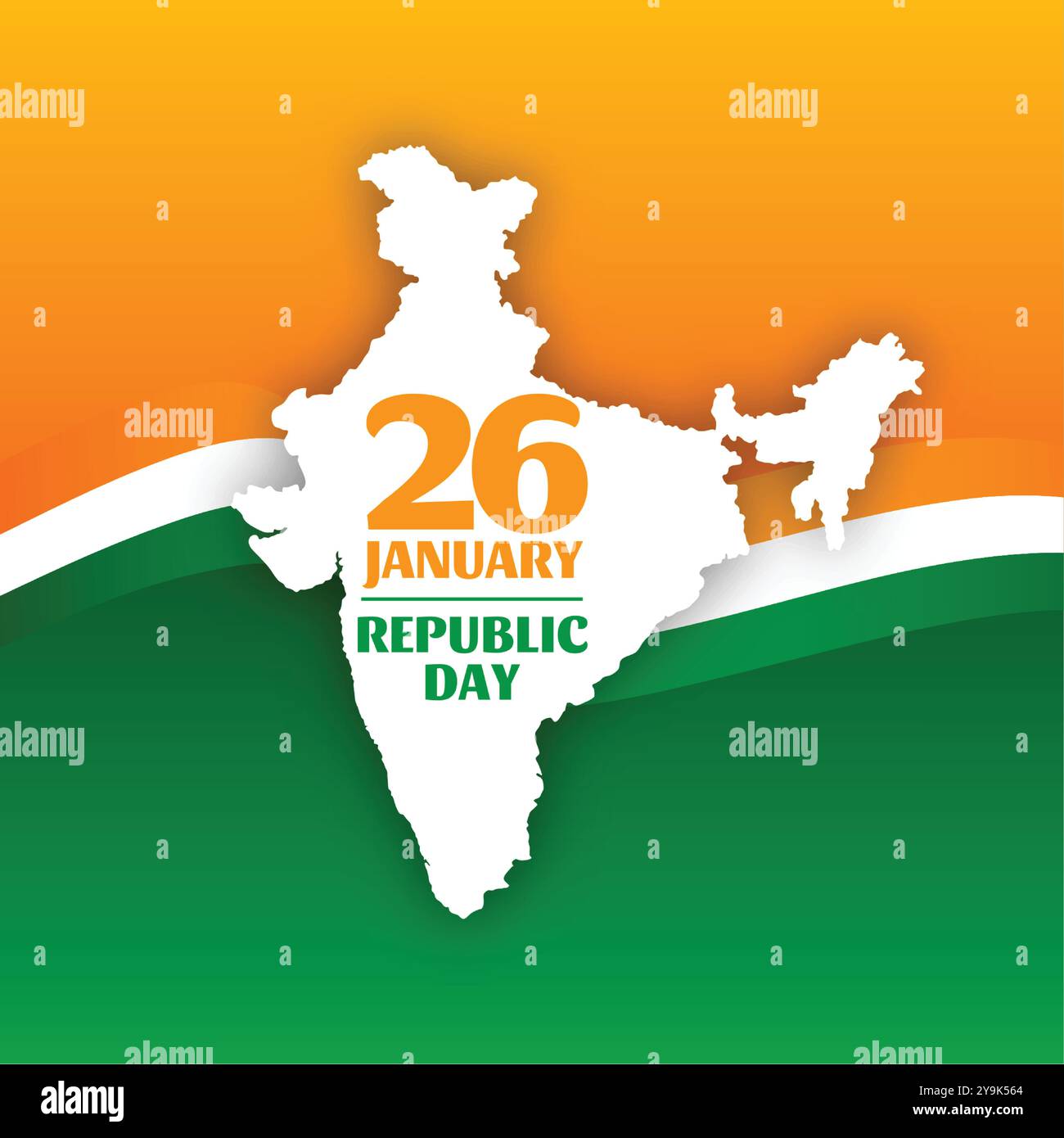 happy republic day tricolor background with paper cut indian map vector ...