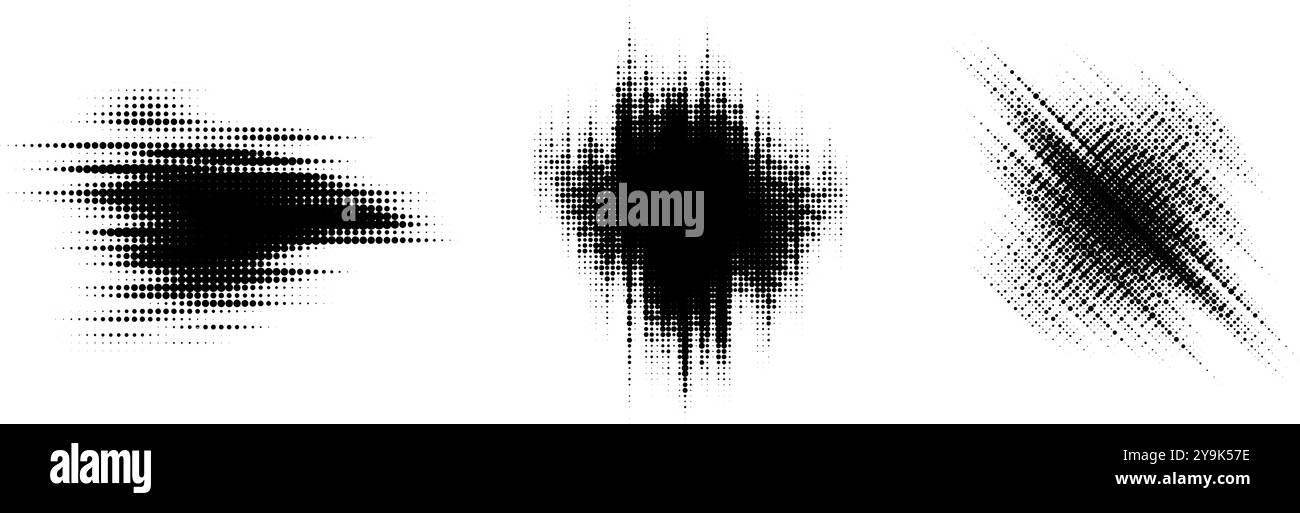Glitch halftone element set. Dotted textured geometric form collection ...