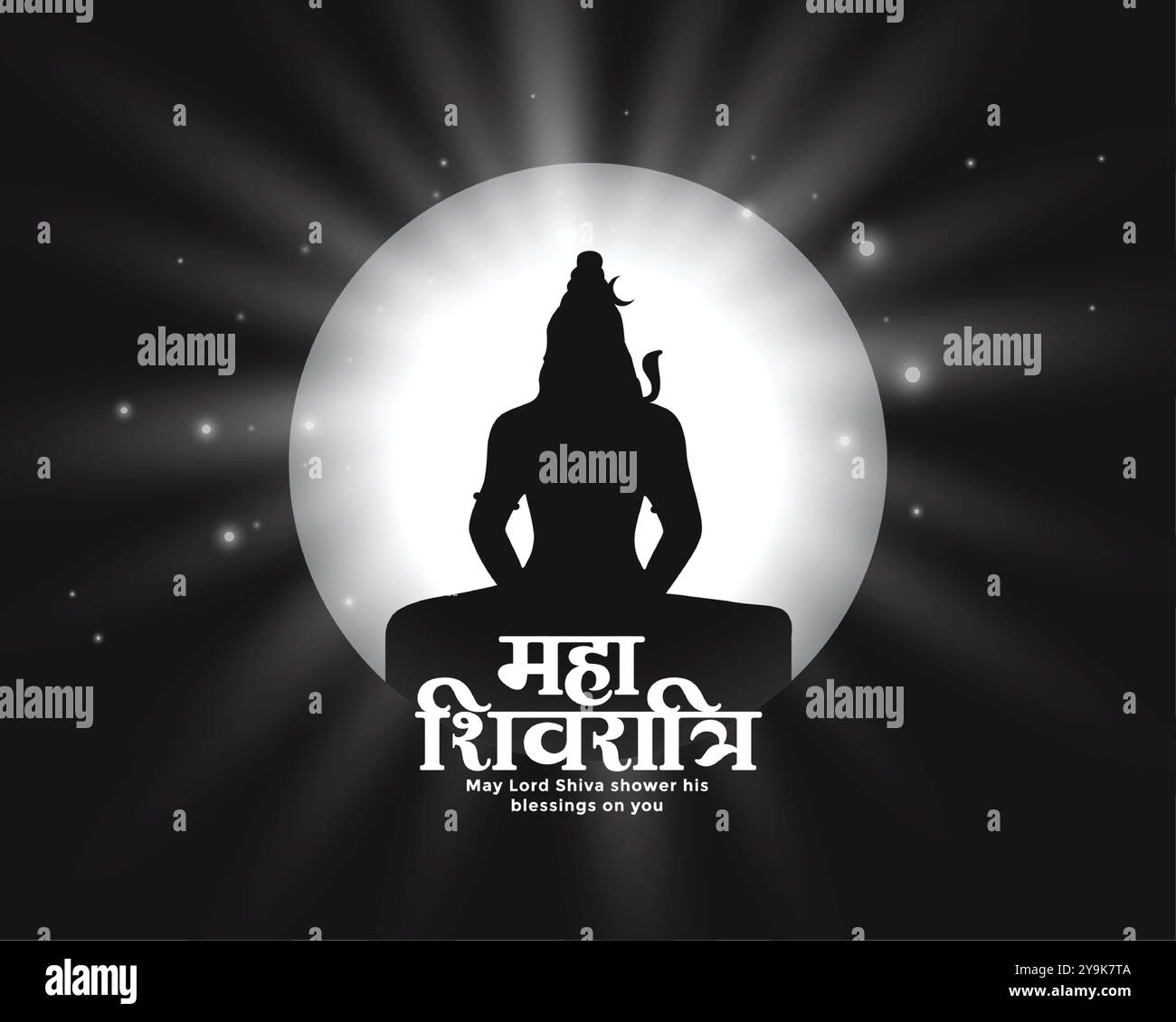 happy maha shivratri traditional card with lord shiv silhouette vector ...