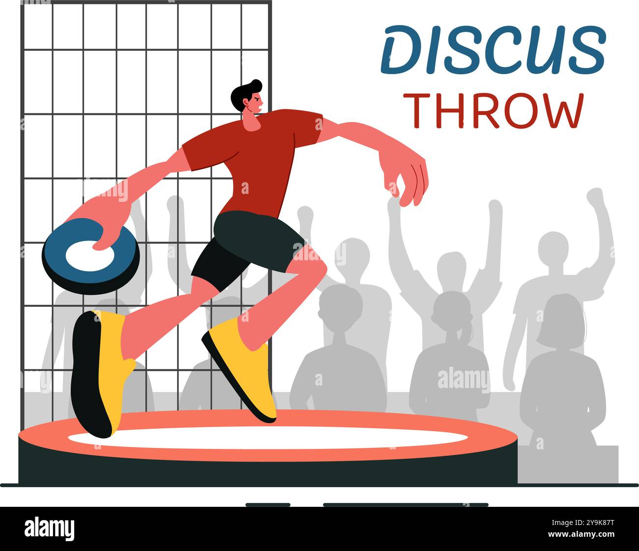 Discus Throw Athletics Vector Illustration featuring an Athlete ...