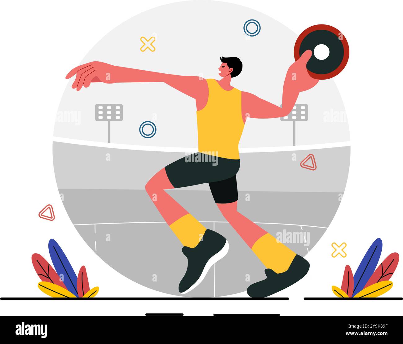 Discus Throw Athletics Vector Illustration featuring an Athlete ...