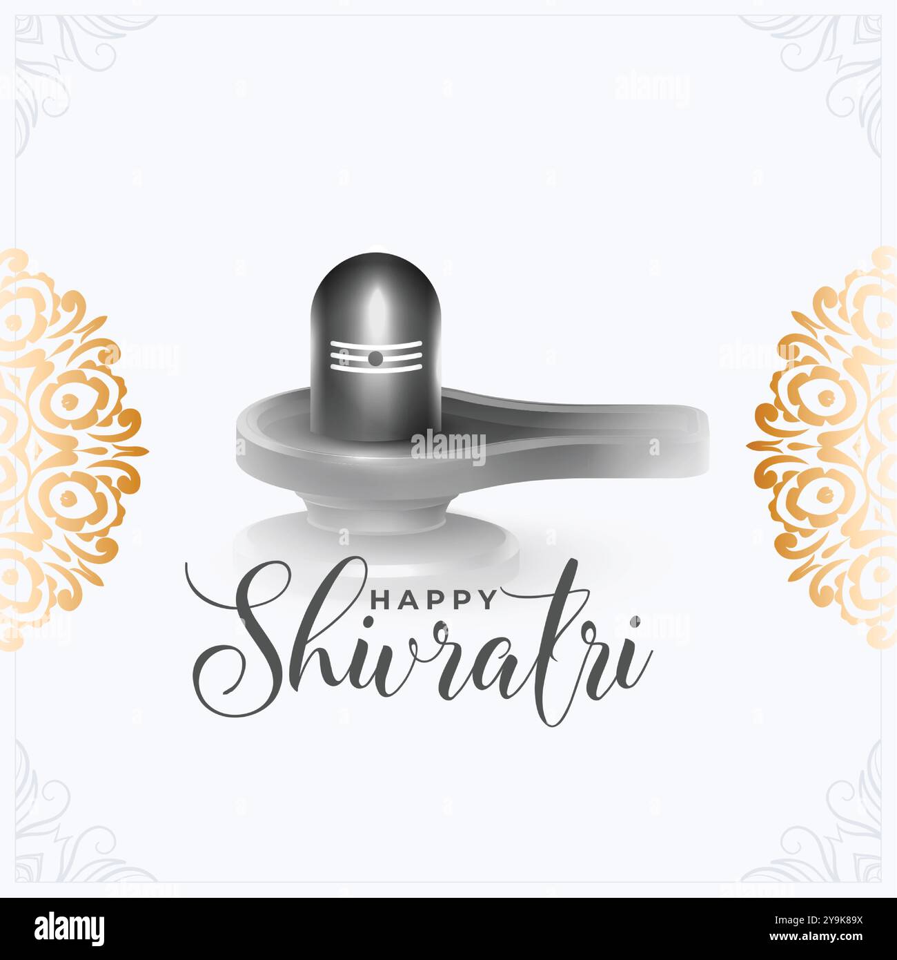 happy shivratri hindu devotional background with shiv lingam vector ...
