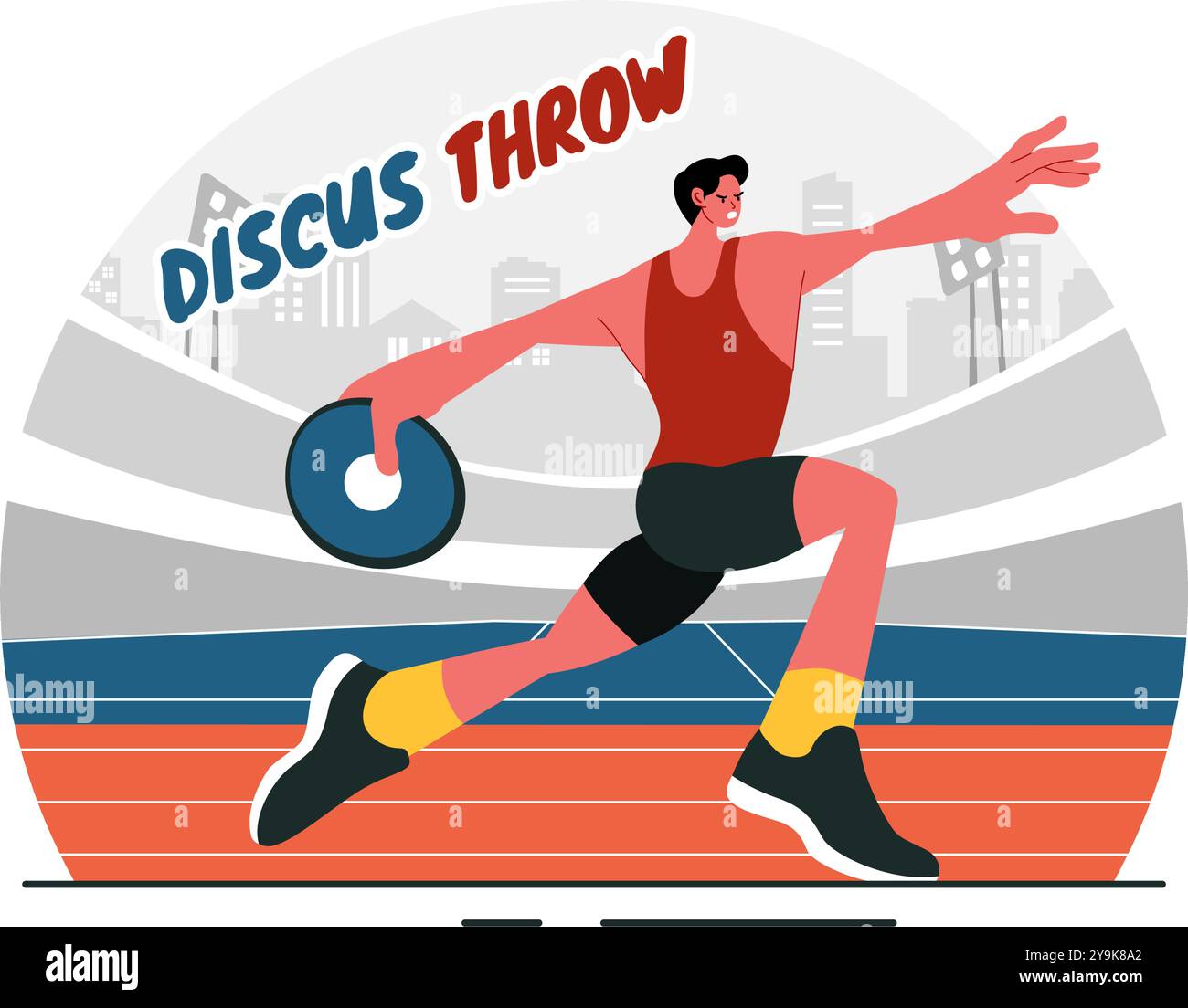 Discus Throw Athletics Vector Illustration featuring an Athlete ...
