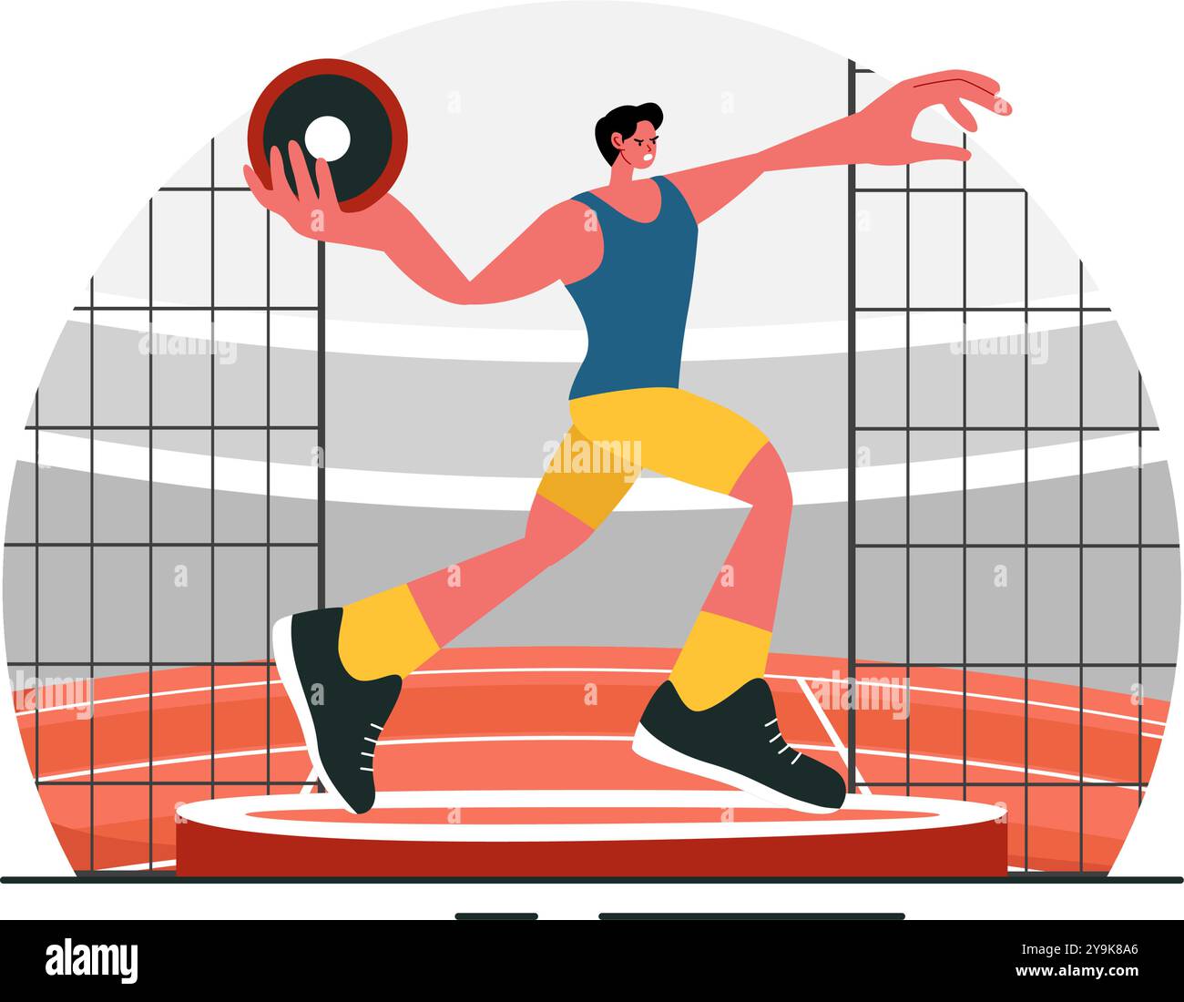 Discus Throw Athletics Vector Illustration featuring an Athlete ...